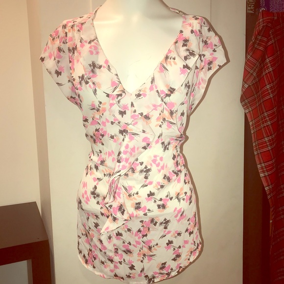 Elle | Tops | Flirty Fun Ruffle Blouse Xl So Cute | Poshmark